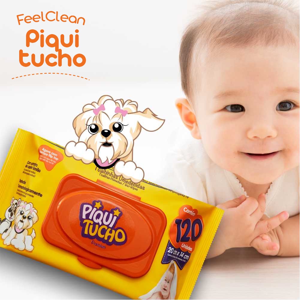 Toalhas Umedecidas Piquitucho Premium c/ tampa flip top 120 un ...