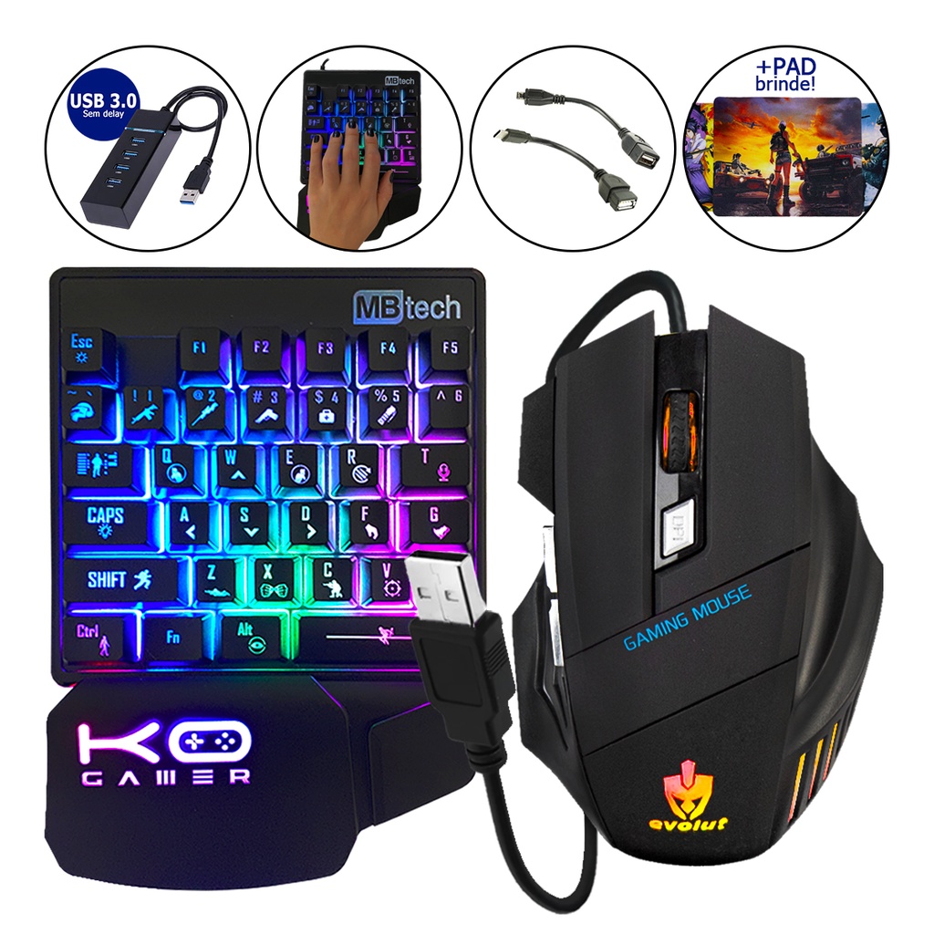 Teclado e Mouse Kit Mobilador FF Gamer Completo Mais Barato Menor Preço ...
