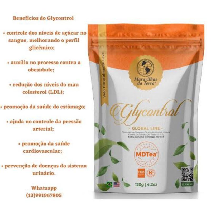 Glycontrol chá Maravilhas da terra controle da glicemia | Shopee Brasil