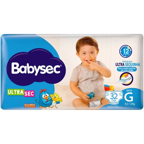 Fralda Babysec UltraSec Mega Galinha Pintadinha G - 32 Unidades ...