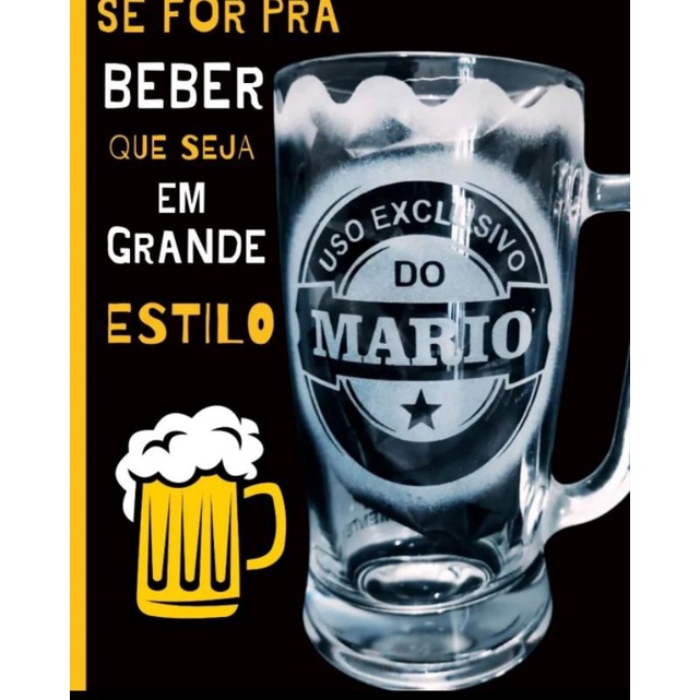 Caneca de Chopp Vidro Personalizada Modelo Taberna 340ml | Shopee Brasil