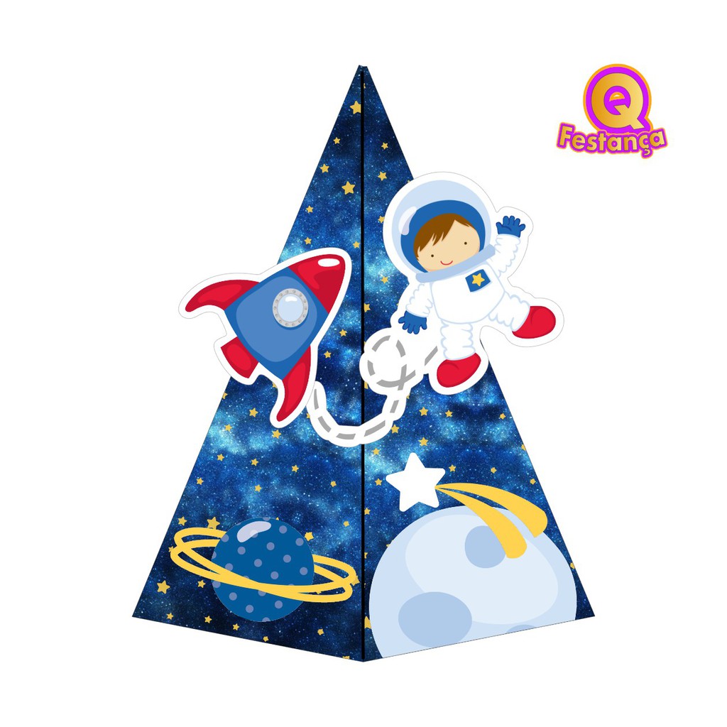 10 Caixa Cone Astronauta com Personagem e Aplique 3D | Shopee Brasil