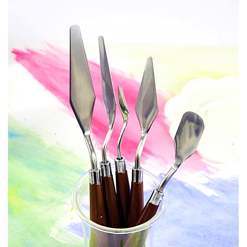 Espatula Kit Com 5 Espátulas Aço Inox Artística Para Arte Pintura Art ...