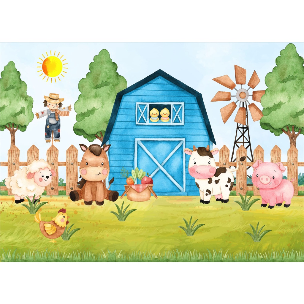 Painel Lona Festa Fazendinha Azul 1,80x1,20 | Shopee Brasil