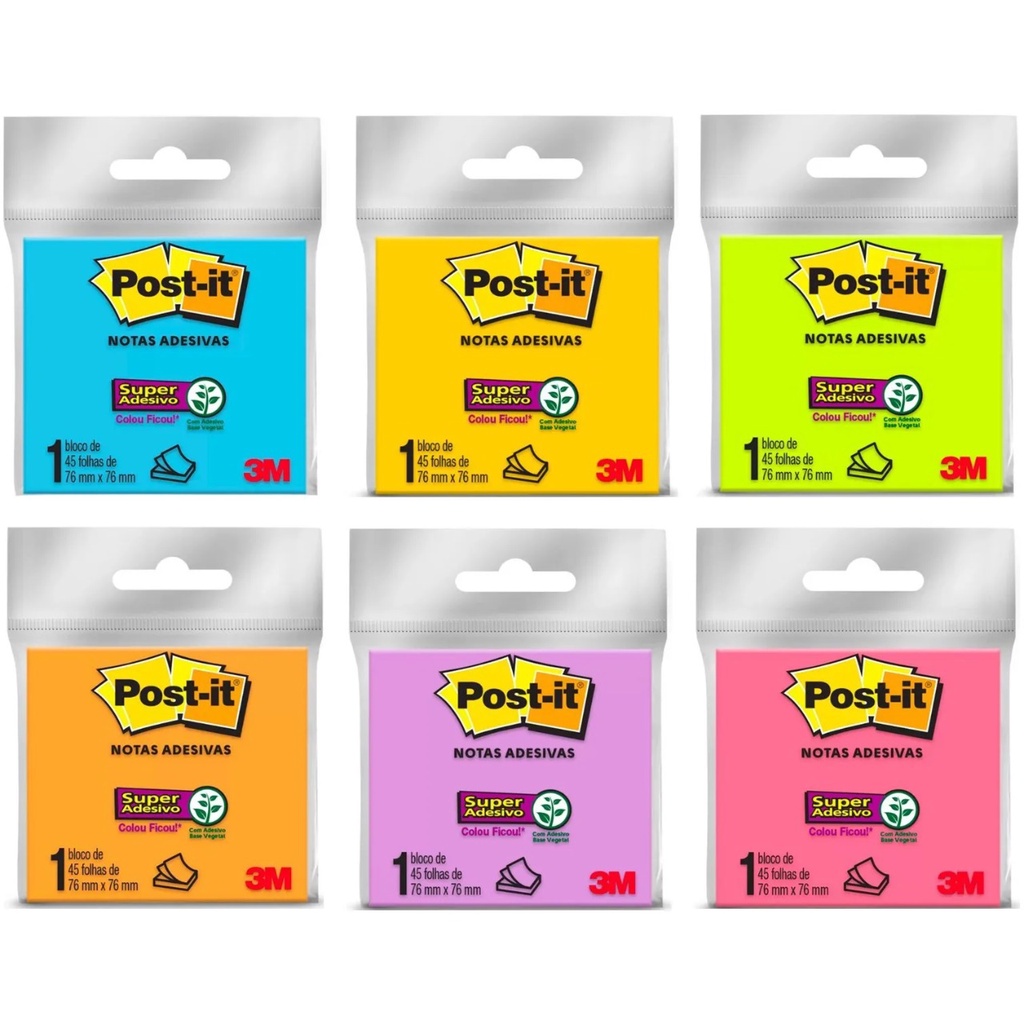 Bloco de Notas Adesivas Post-it 45 Folhas 76x76 | Shopee Brasil