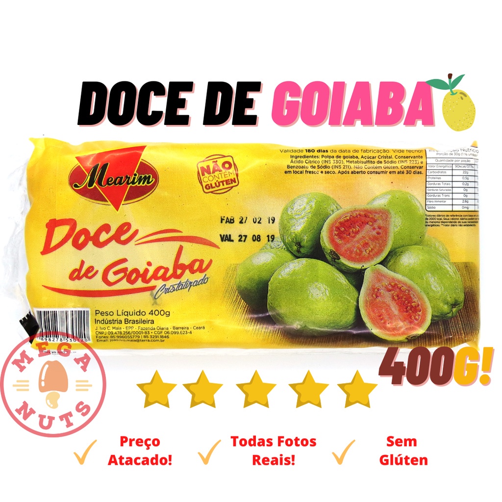 Doce de Goiaba Cristalizado Caseira 400g Mearim - 20 Barrinhas ...