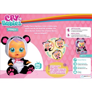 Boneca Cry Babies Pandy Chora Com Sons E Lagrimas De Verdade Multikids ...