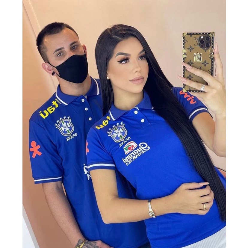 Kit Casal Do Brasil Camisa De Time De Futebol ( Feminino + Masculino ...