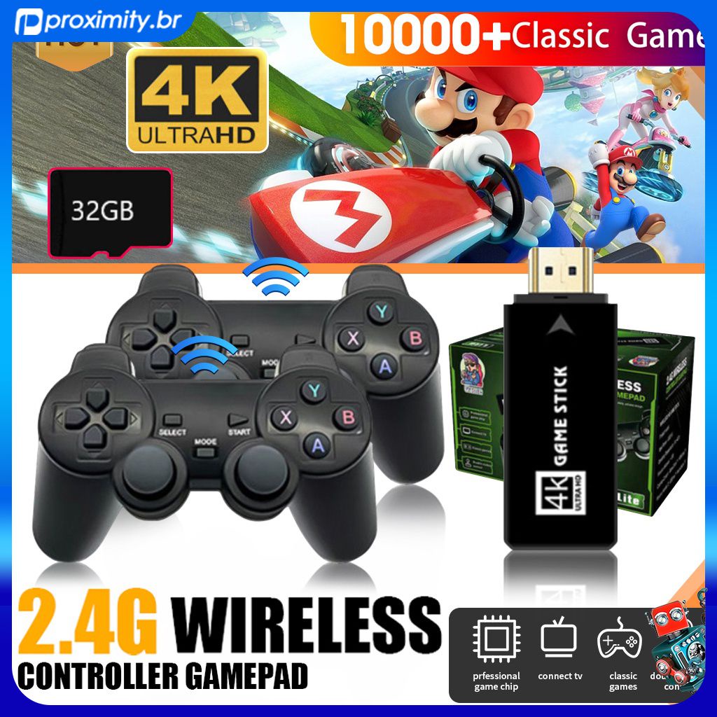4 K HDMI Game Stick Console Sem Fio Dual/Single/Quad Clássico Retro ...