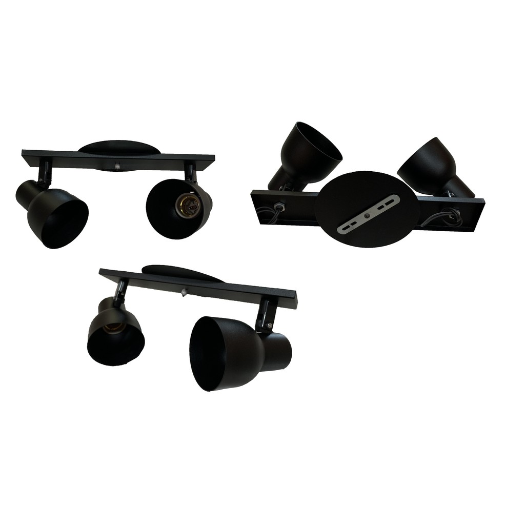 Trilho 2 Spots P/ Par20 E27 30cm Preto Fosco E27 | Shopee Brasil