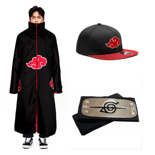 Kit Capa Akatsuki + Boné Akatsuki + Bandana Renegado Naruto | Shopee Brasil