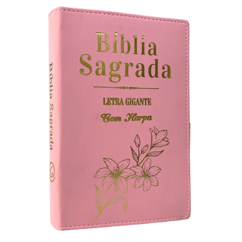 Bíblia Sagrada Evangélica Feminina Luxo Rosa Letra Gigante Com Harpa ...