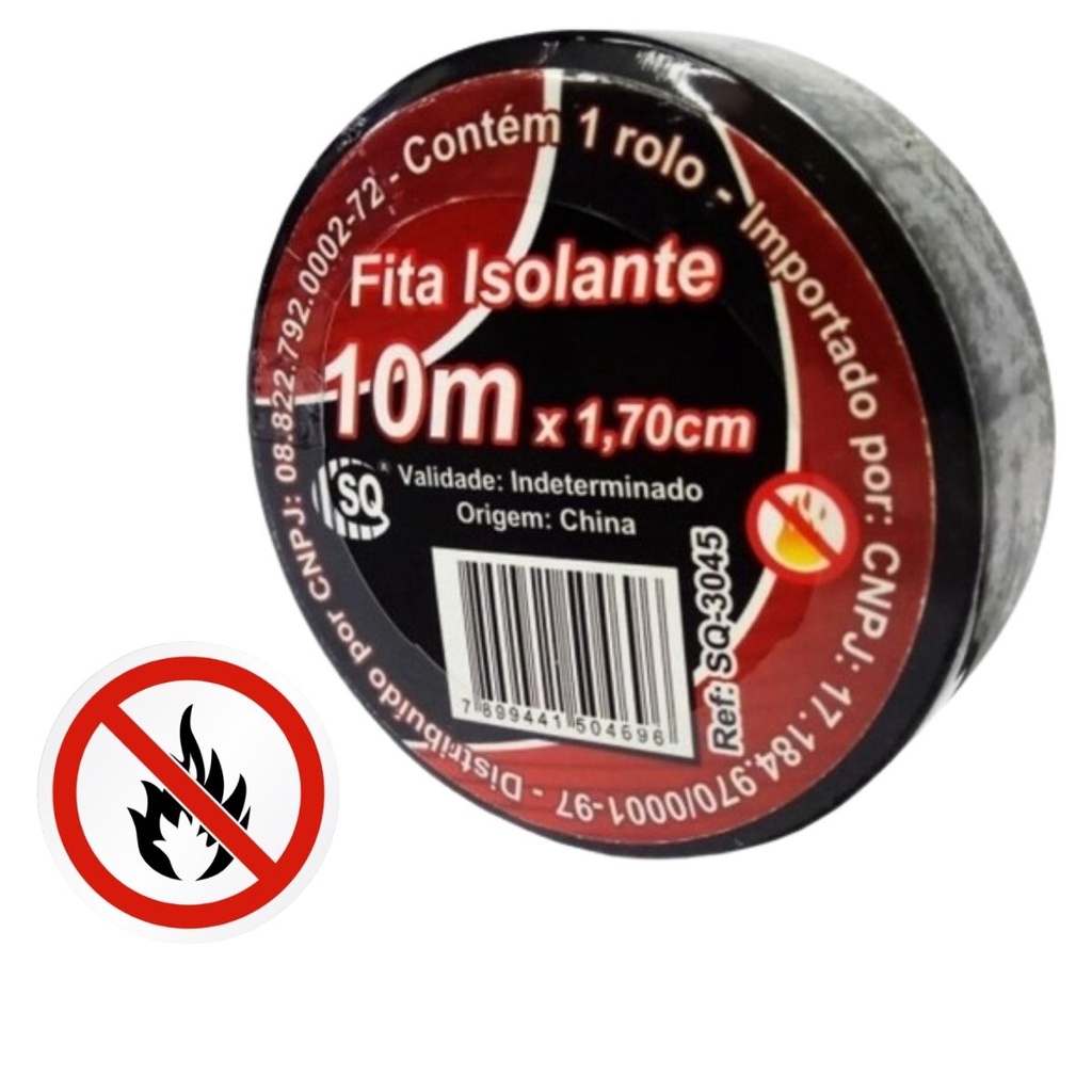 Fita Isolante SQ 10m x 17mm Antichama | Shopee Brasil