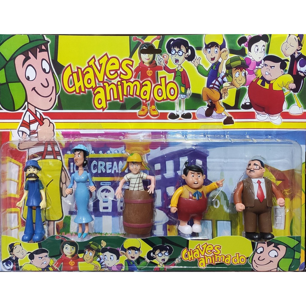 Kit Com 5 Bonecos PVC Articulados A Turma Do Chaves Animados Coleção ...