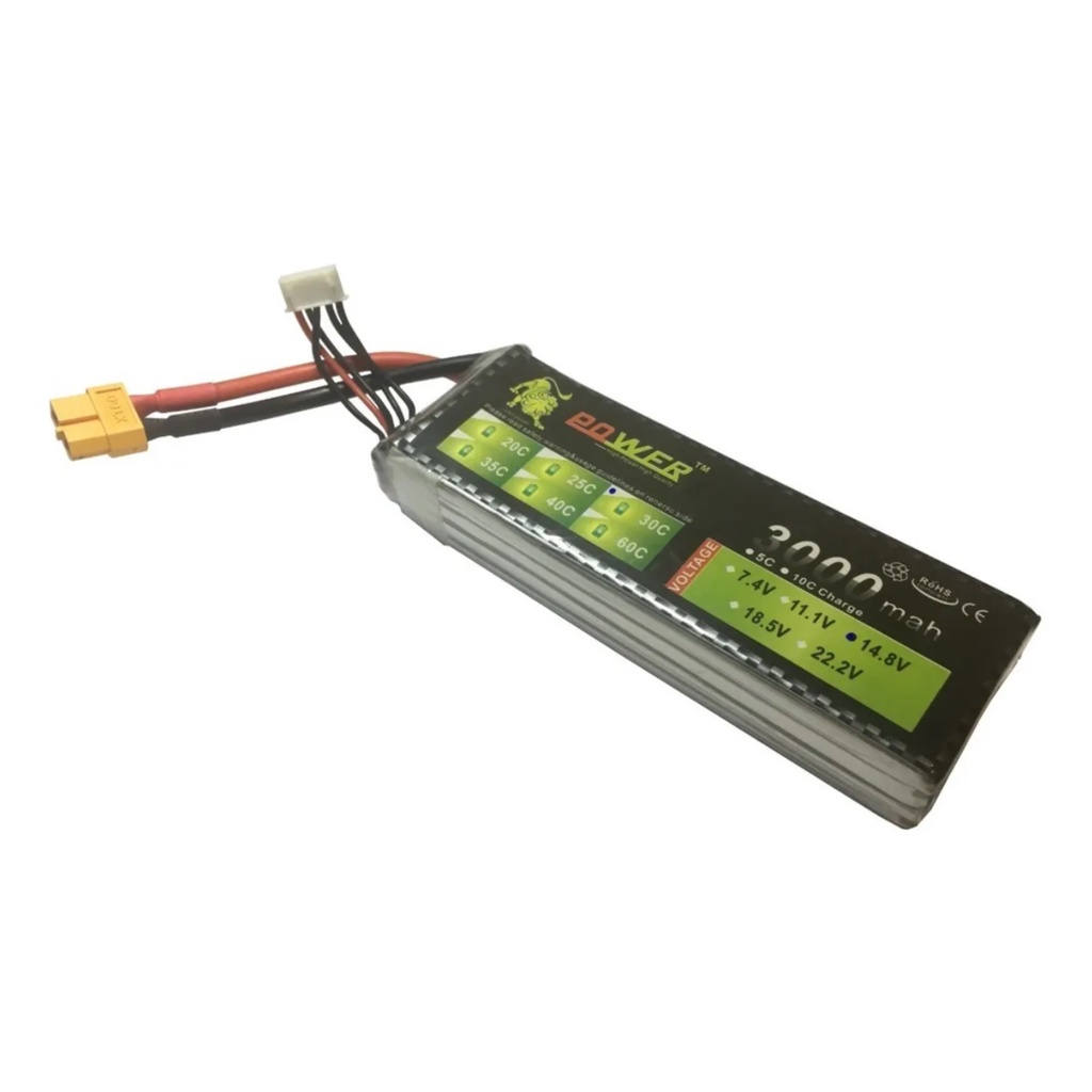 Bateria Lipo 3000mah 4s 35c 14.8v Lion Power xt60 | Shopee Brasil