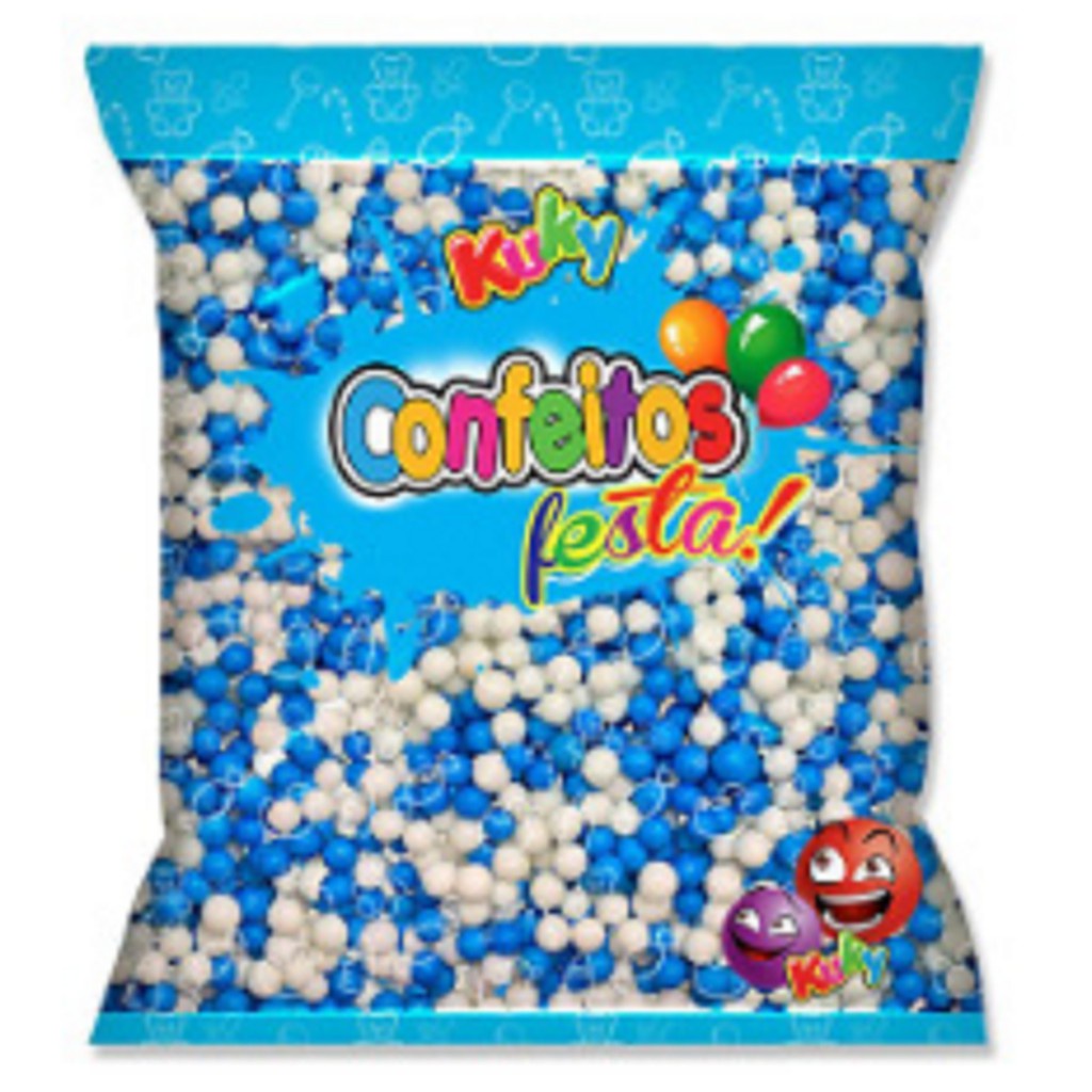 Confeito Bolinhas Festa 500gr Kuky - Coco c/ Tutti-Frutti (branco/azul ...