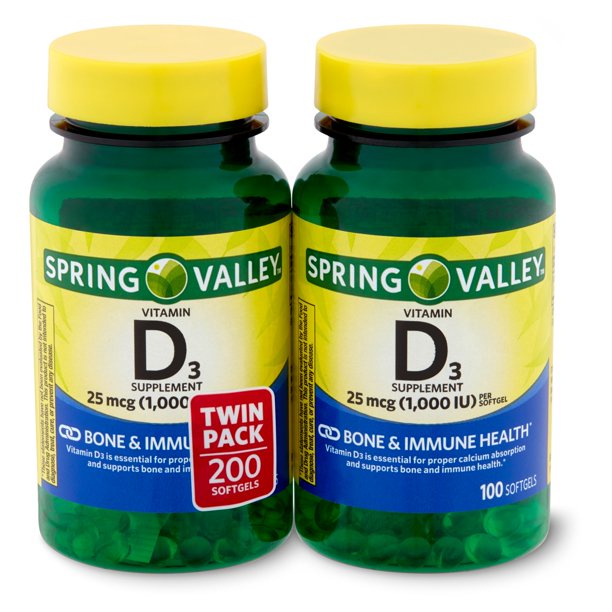 Vitamina D3 importada/ Spring valley/combo com 200 softgels | Shopee Brasil