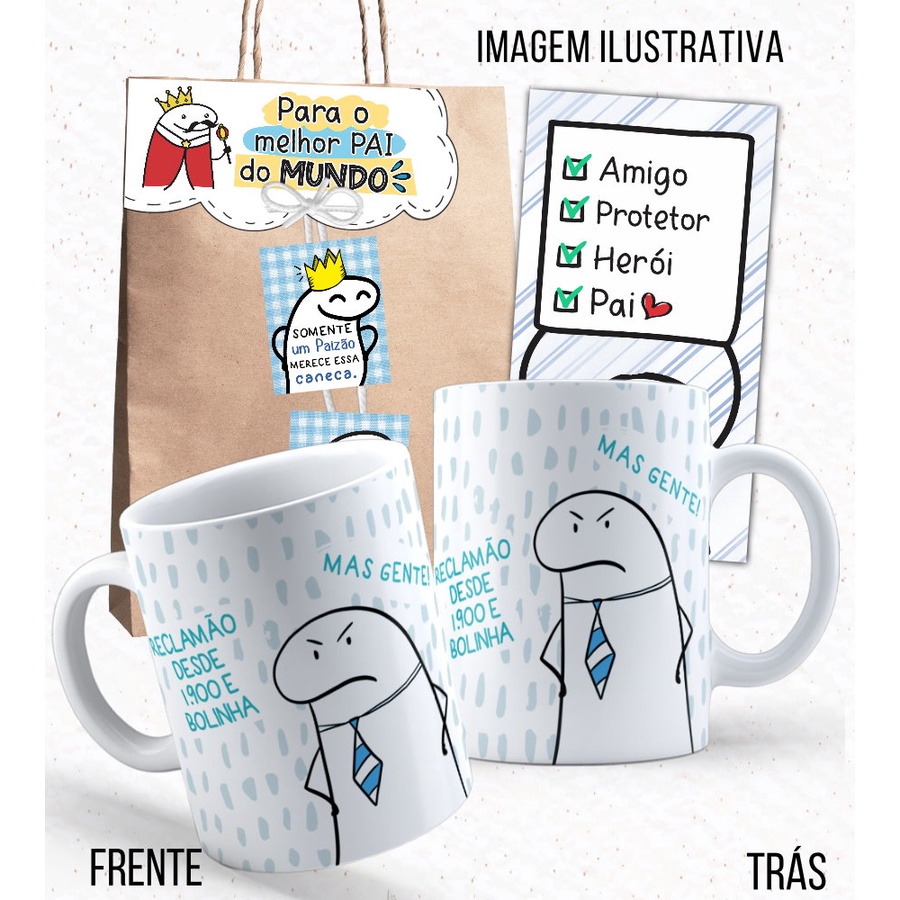 Caneca Flork Dia dos Pais, Caneca Pai você merece o mundo, mais só ...