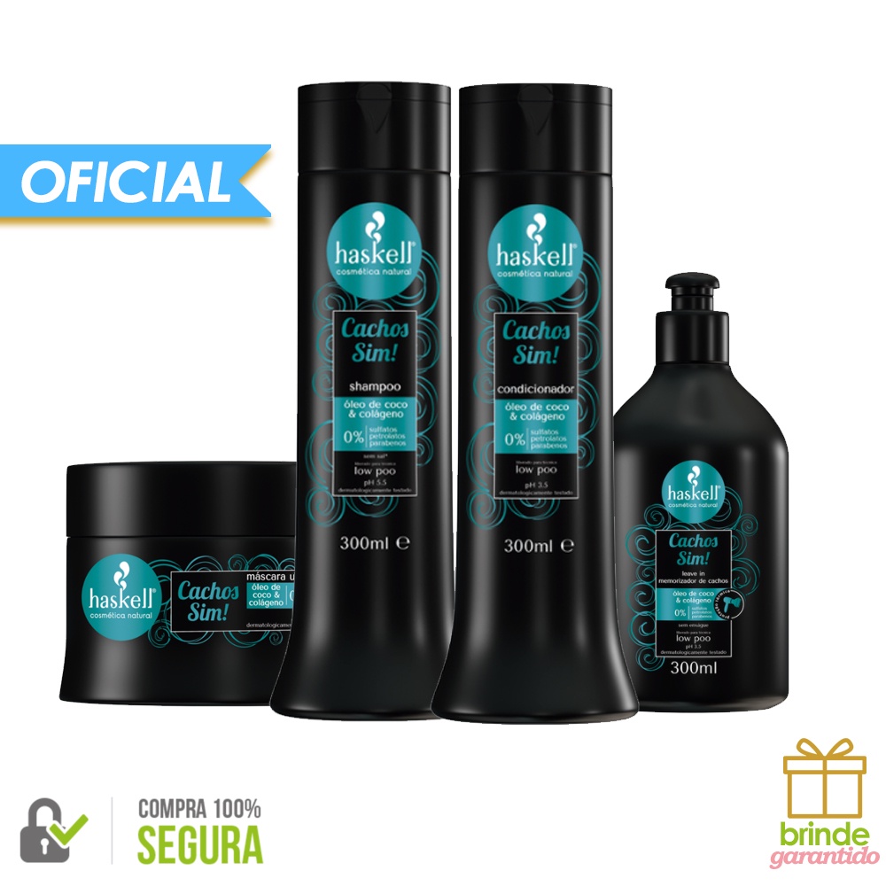 Kit Haskell Cachos Sim! Total (4 Produtos) 300ml - Modelador de Cachos | Shopee Brasil