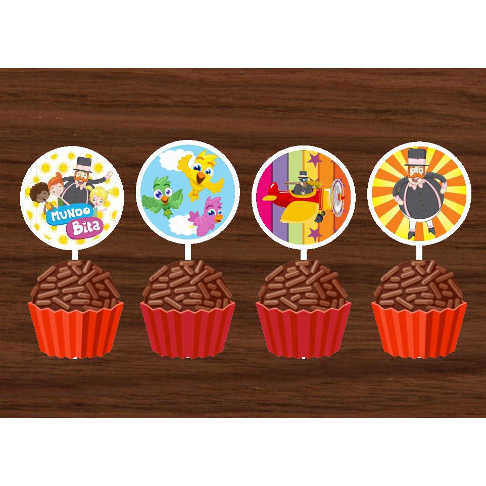 Topper Redondo de 4cm para Docinhos - 20 unidades - Qualquer Tema ...