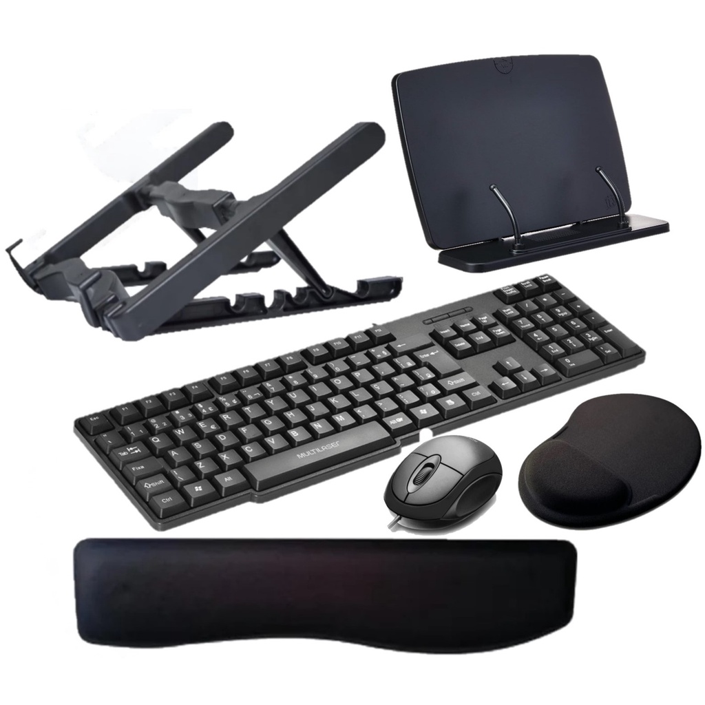 Kit Multi - Apoio P/Leitura, Suporte p/ Notebook, Teclado e Mouse c ...