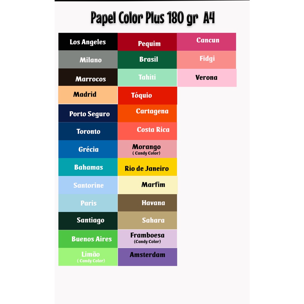 Papel Color Plus - Folha A4- 180gr - 20 folhas | Shopee Brasil