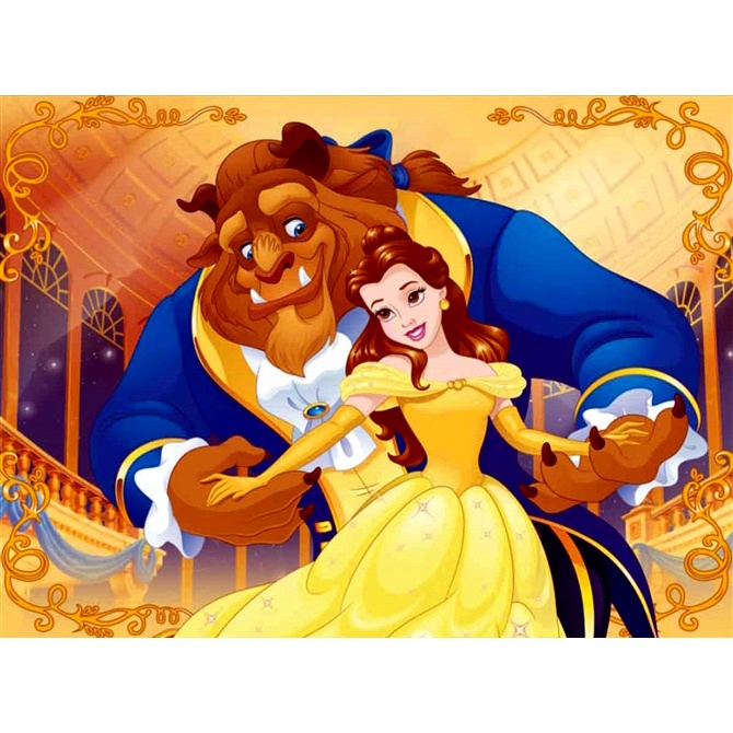 Tnt Painel Bela e a Fera Princesa Disney 1,00m X 1,40m.Tipo Tecido ...