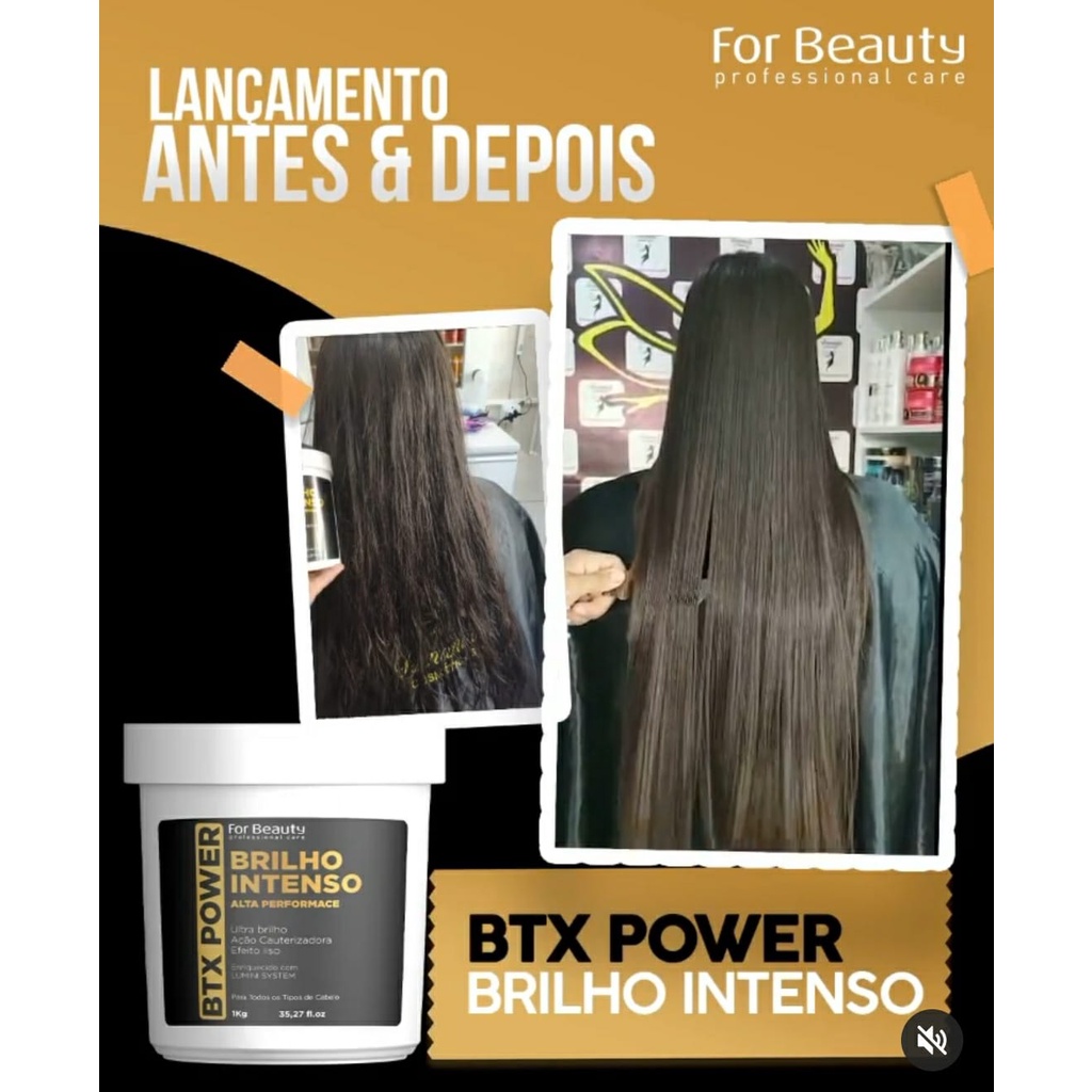 BTX Power Brilho Intenso Bio Hair Styling Liso Extremo For Beauty 1Kg | Shopee Brasil