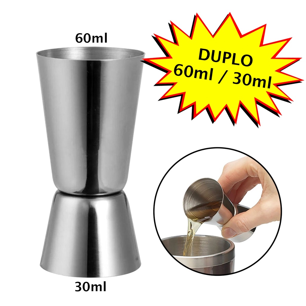 Dosador Medidor De Bebidas Drinks Duplo Barmen Inox 30ml e 60ml em 1 ...