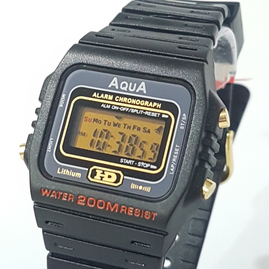 Relógio Aqua Aq-37 Waterproof A Prova Dagua Preto 34563 | Shopee Brasil