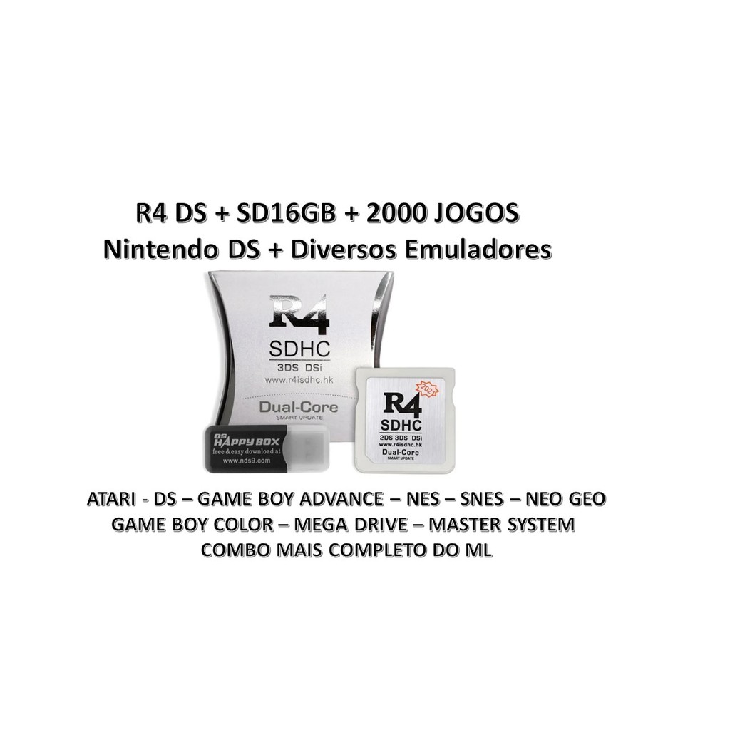 Cartão R4 Ds Sdhc + Sd32gb + De 2000 Jogos - Escorrega o Preço