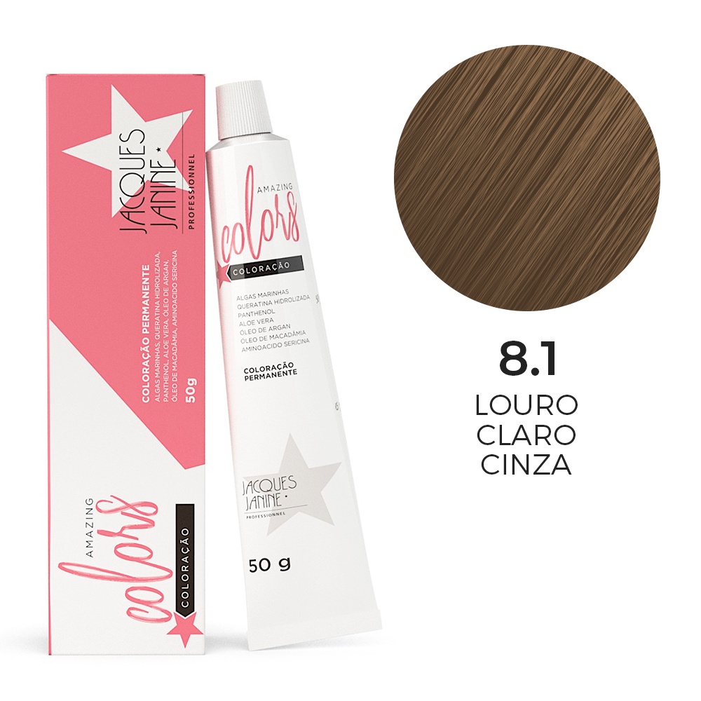 Tinta 8.1 Louro Claro Cinza Jacques Janine Profissional | Shopee Brasil
