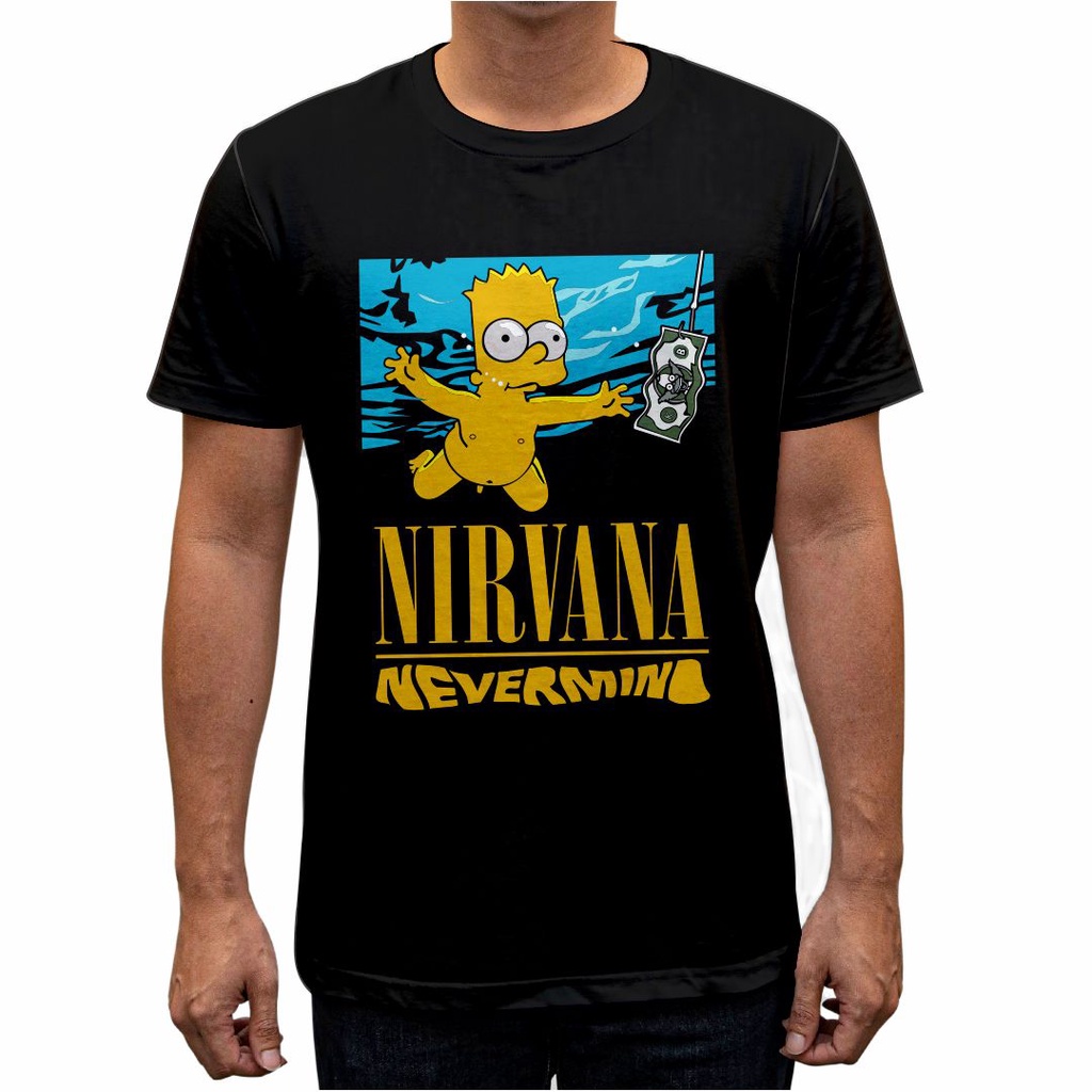 Camisa Camiseta Nirvana Simpson Bart Personagem Geek Tshirt Unissex ...