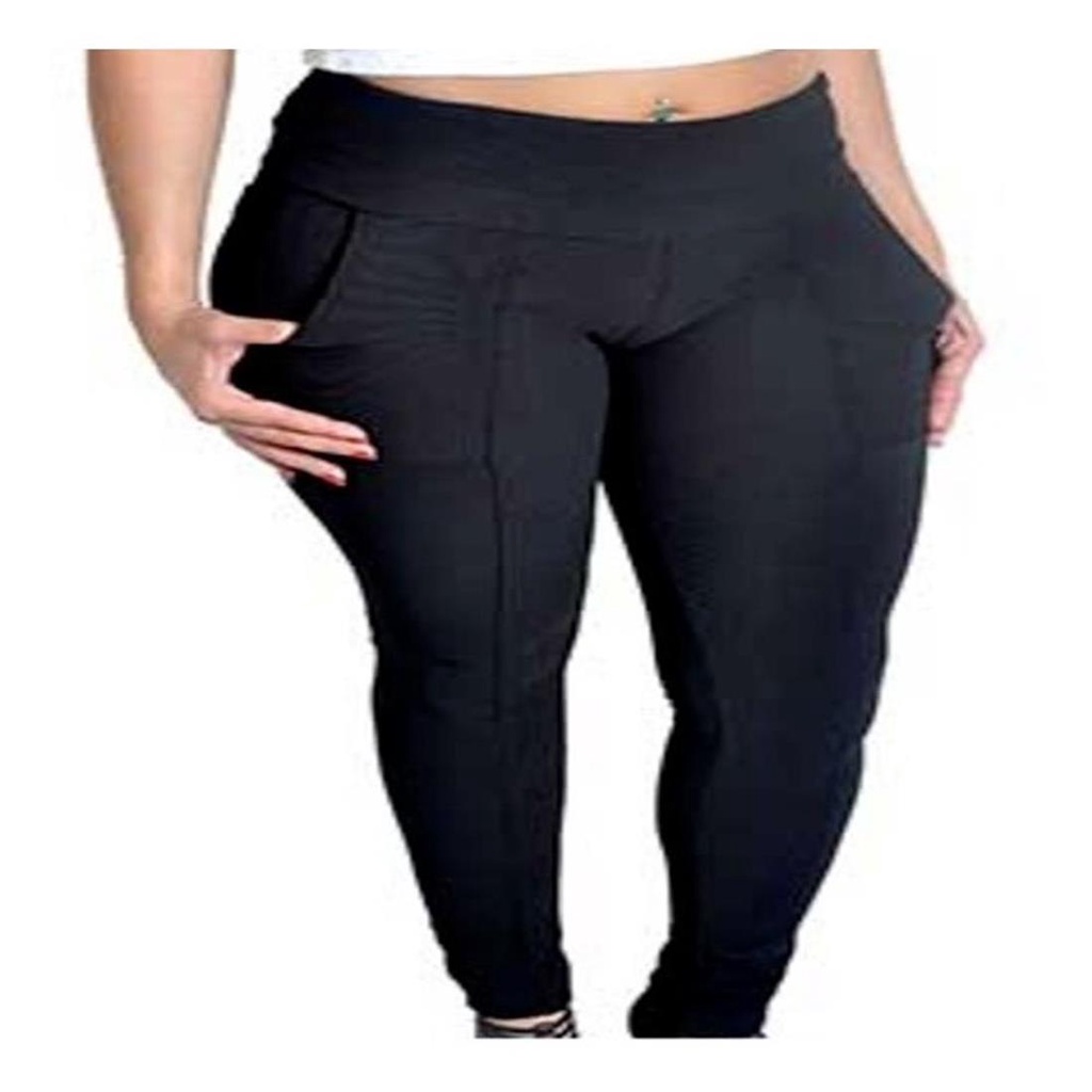 Calca Leging Feminina Montaria Flanelada Cintura Alta Grossa bolsos ...