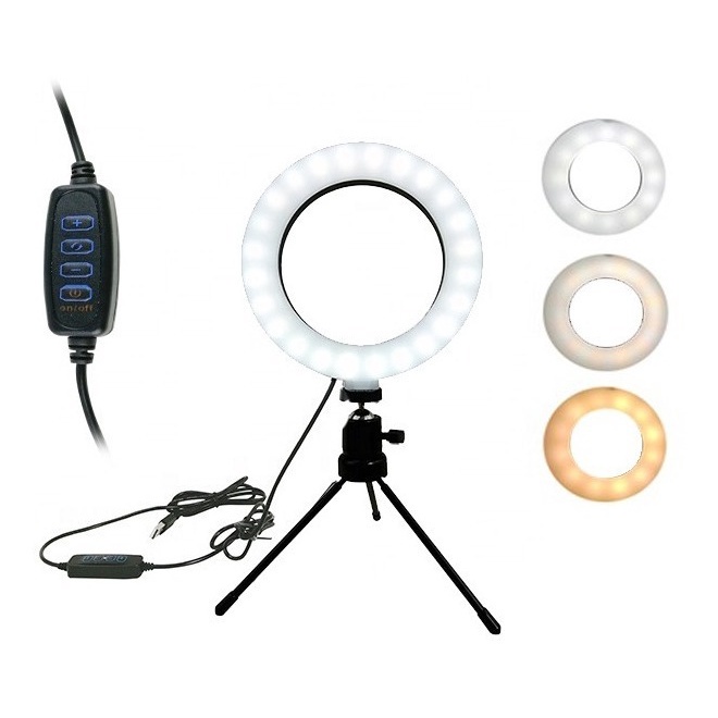 Iluminador Ring Light 6 Polegadas (16cm) com Tripe - Ideal para Digital Influencer, Video ...