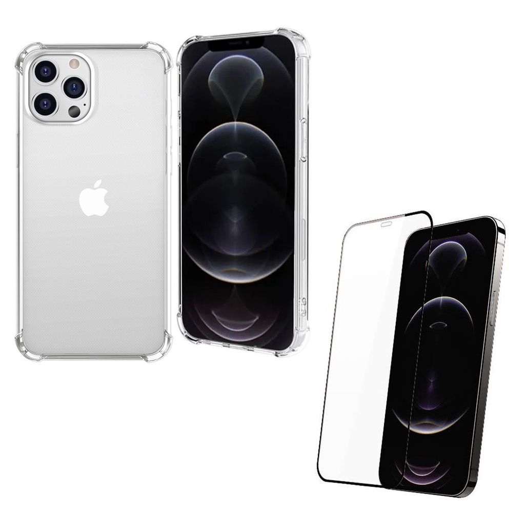 Kit Capa Transparente + Película Vidro 3D Para Todos Iphone 6 7 8 Plus X XS XR 11 12 13 Pro Max ...