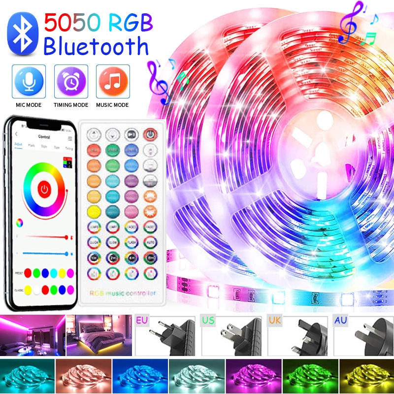 5m 10m 15m Fita Led 5050 RGB Mutável DC12V SMD 2835 Luz Wifi Bluetooth Controle APP De Música ...