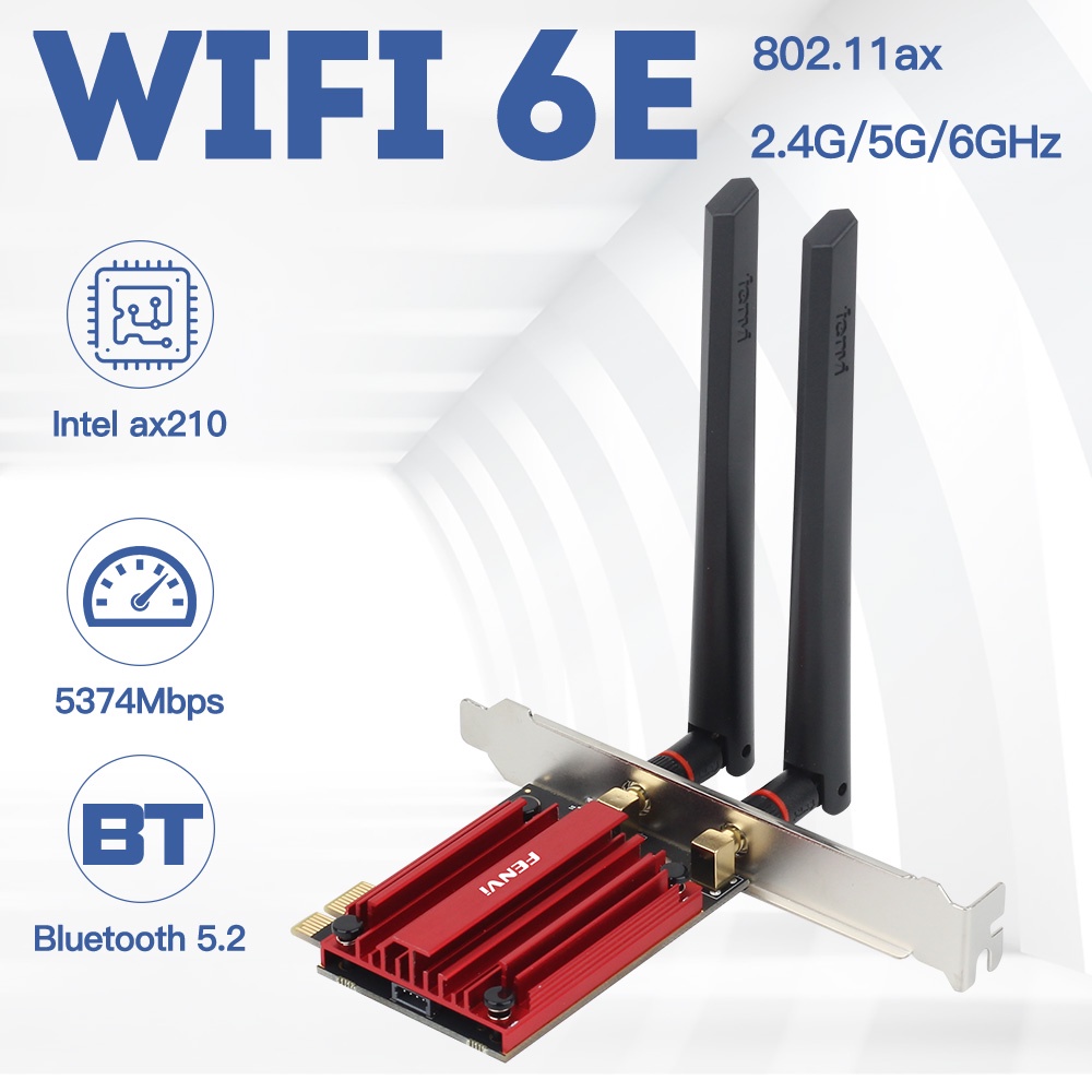 5374Mbps Wi-Fi 6E AX210 Adaptador WiFi Sem Fio Faixa Tri 2.4G/5G/6Ghz Cartão De Rede Compatível ...