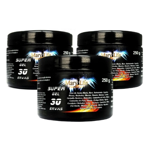 Kit 3 Pomadas Super Gel 30 Ervas Massageador Efeito Gelo Quente Mary ...