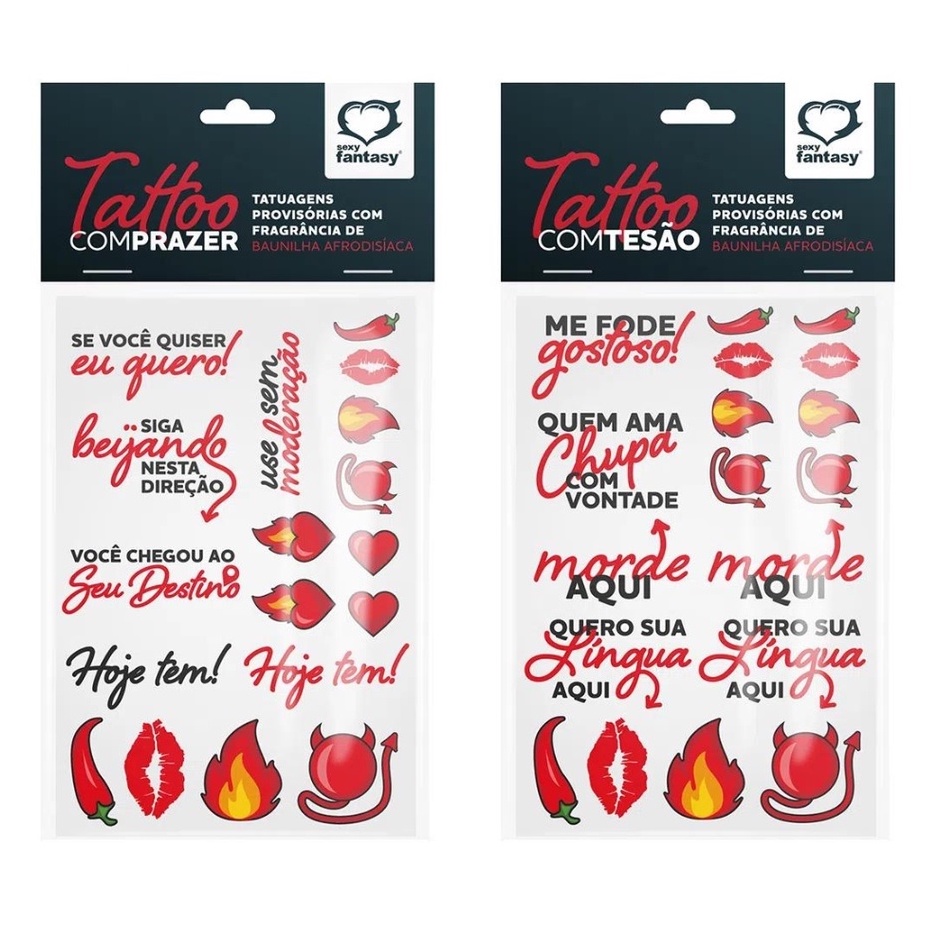 Cartela De Tatuagem Temporária Íntima Depilação Sex Shop Erótico