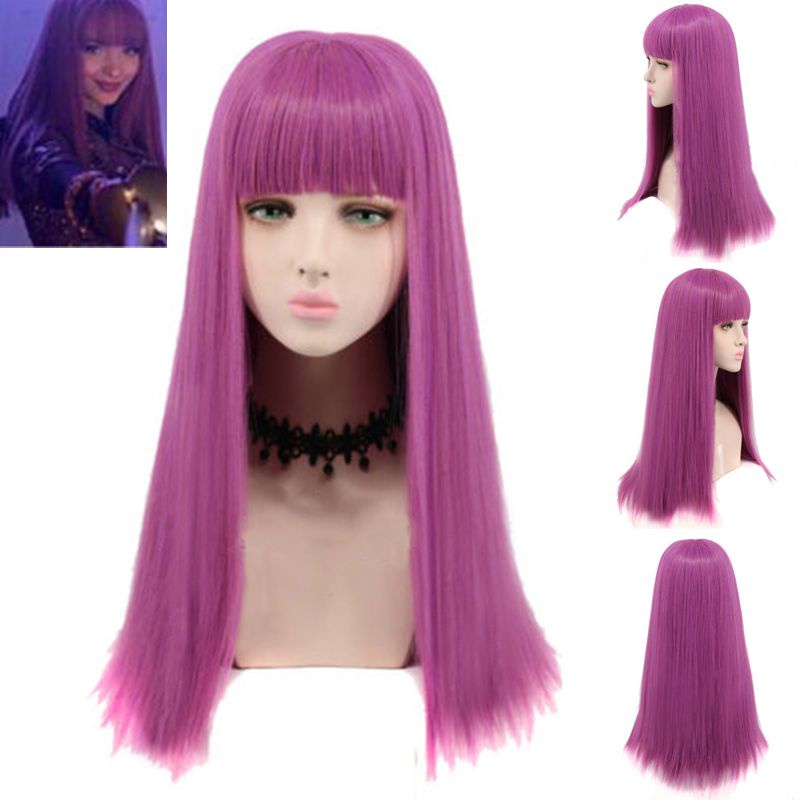 Peruca Feminina Longa / Roxa / Reta / Mal Para Cosplay / Festa | Shopee ...