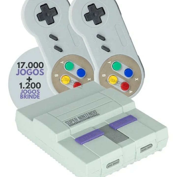 Mini Retro Super Nintendo 18.200 Jogos 2 Controles snes + Snes ...