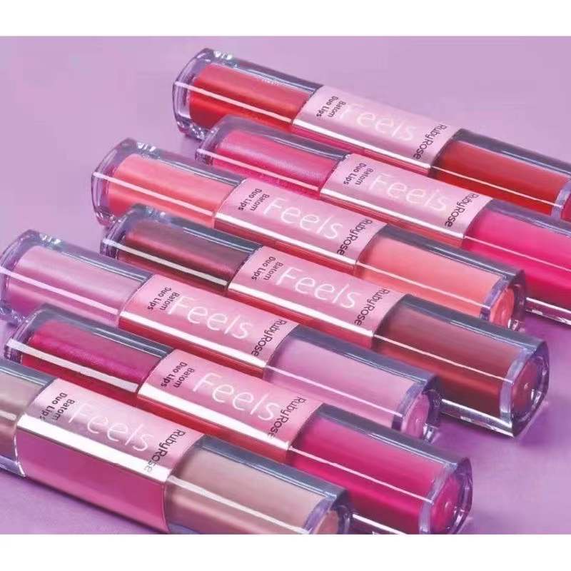 Batom Duo Lips Feels Metálico + Matte Ruby Rose HB8225 6ml | Shopee Brasil
