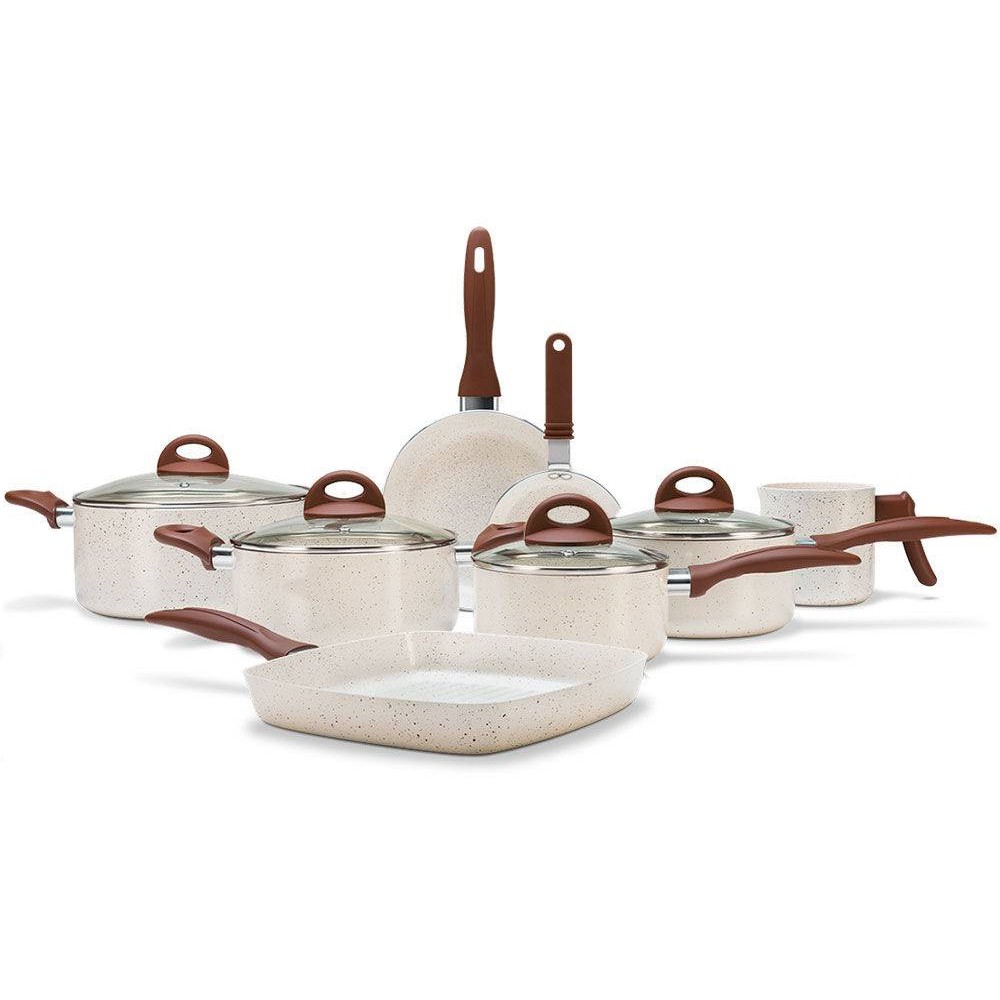 Conjunto Panelas Vanilla 8 Peças Revestimento Cerâmico Antiaderente ...