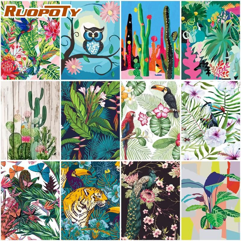 Ruopoty DIY Paint By Numbers Frameless Colorful Picture Acrylic Paint ...