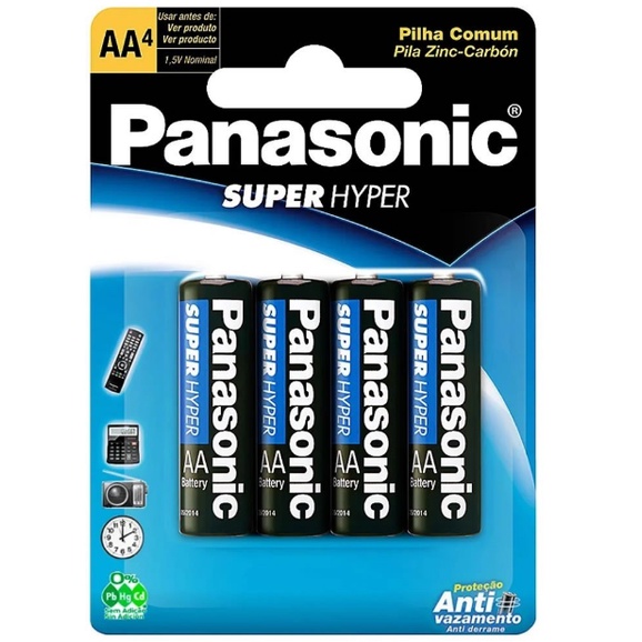 Pilha Panasonic AA / AAA Original Kit com 4 Unidades SUPER HYPER ...