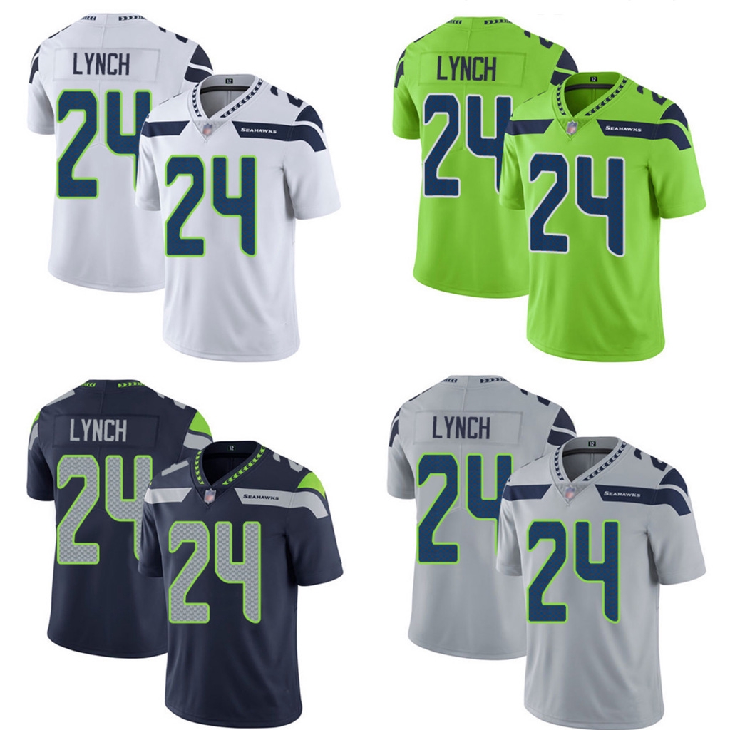 Men's Seattle Seahawks #24 Lynch Football Jersey Shopee Brasil ...