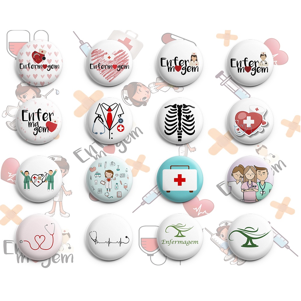 Botton Enfermagem - Botum / Boton / Broche (3,5cm & 4,5cm) | Shopee Brasil