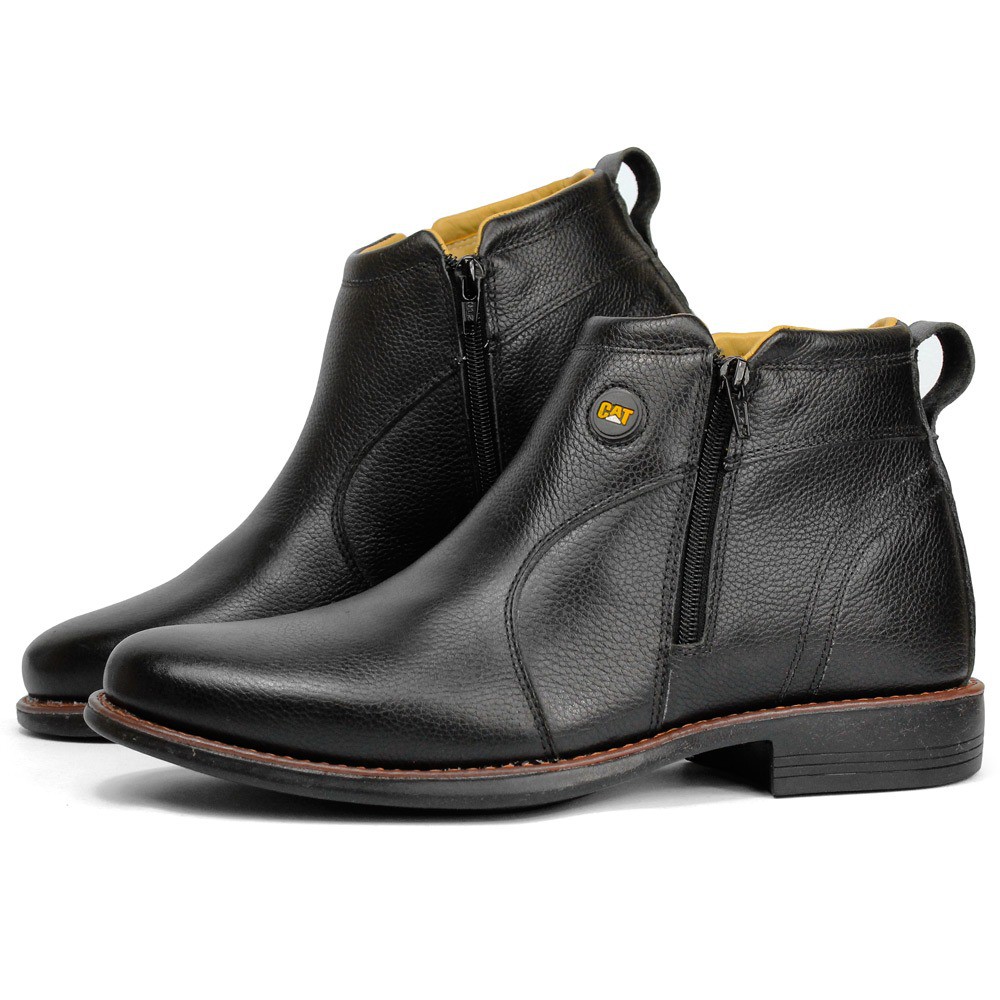 Bota Butina CAT com Zíper Casual Masculina em Couro Lançamento | Shopee ...