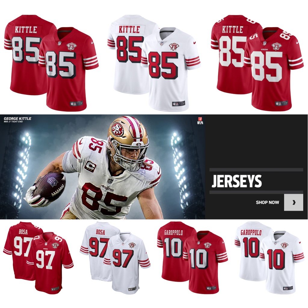(Costurado) Camisa 2022 Masculina San Francisco 49ers 85 George Kittle ...